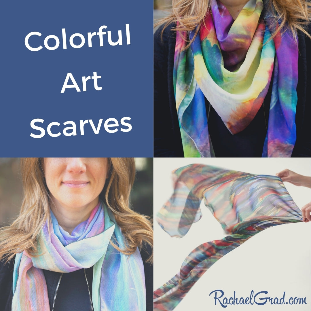 Colorful Artistic Scarves in 100% Silk by Toronto Artist Rachael Grad
