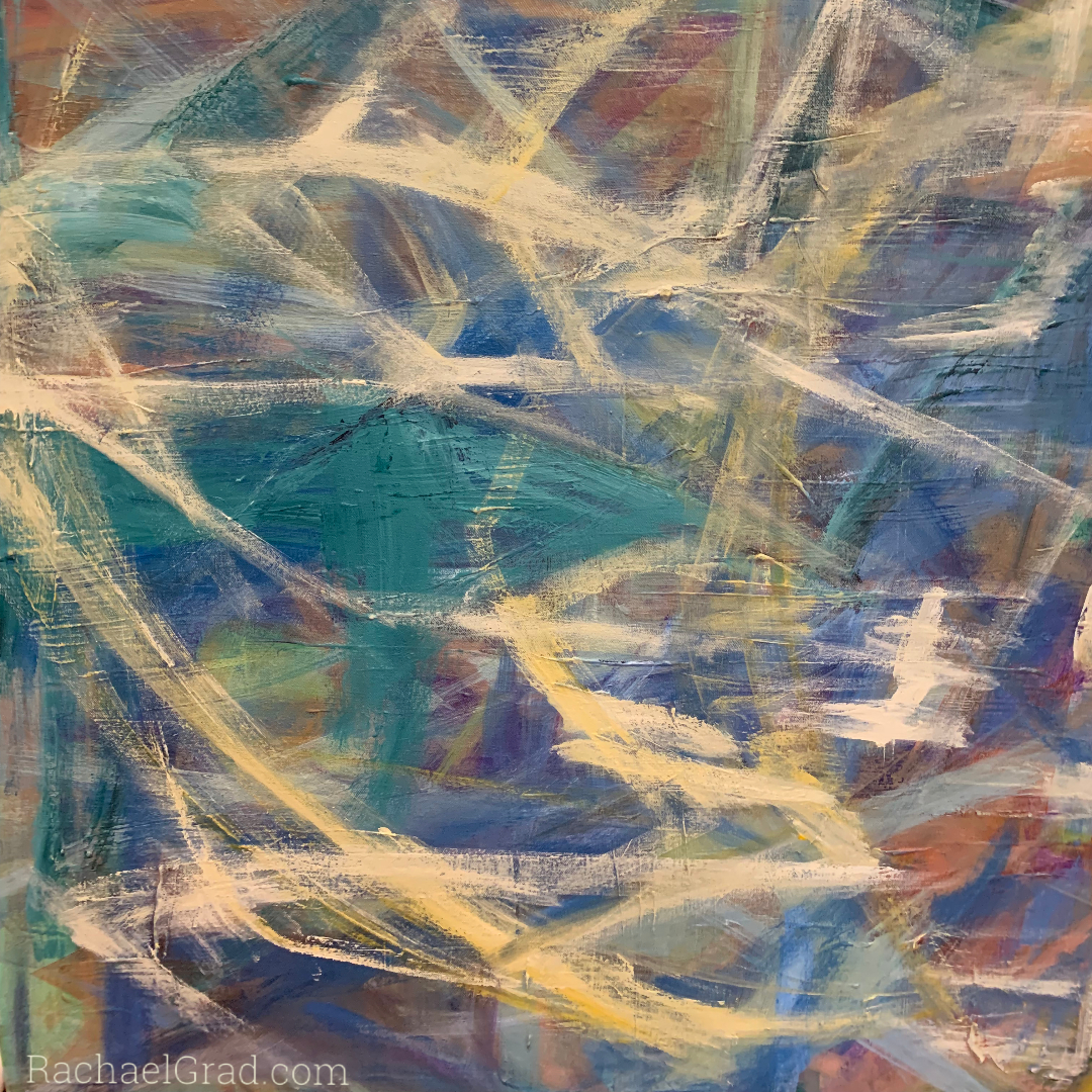 Colorful Abstract Painting In Progress by Toronto Artist Rachael Grad